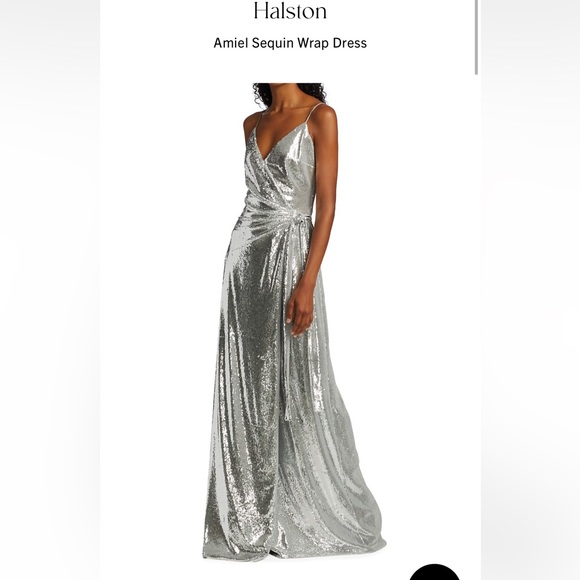 Halston Heritage | Dresses | Halston Sequin Wrap Dress Gown | Poshmark